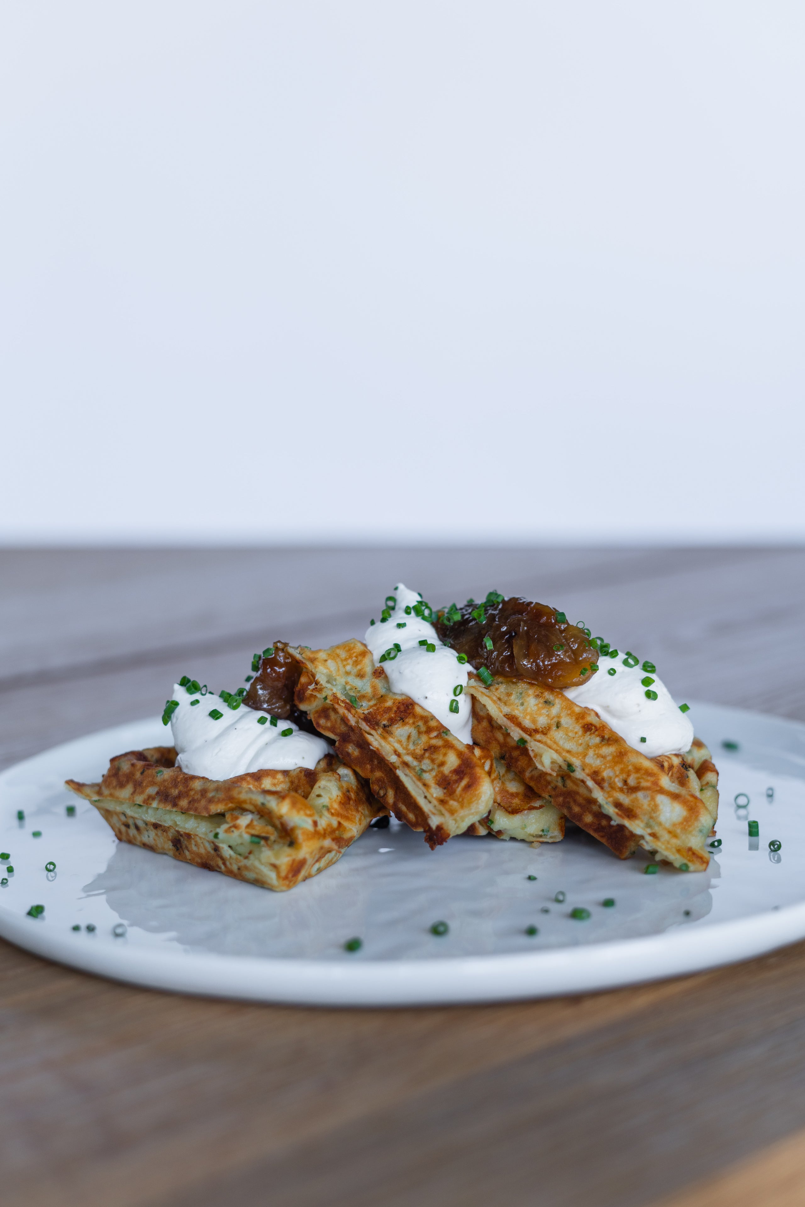 Gruyere Waffles with Whipped Goat Cheese and Onion Marmalade | lelé ...
